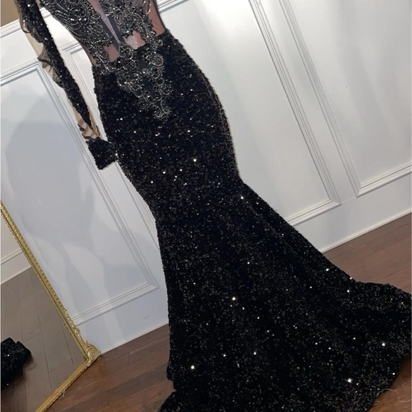 custom made | Dresses | Elegant Black Sequin Evening Prom Gown | Poshmark
